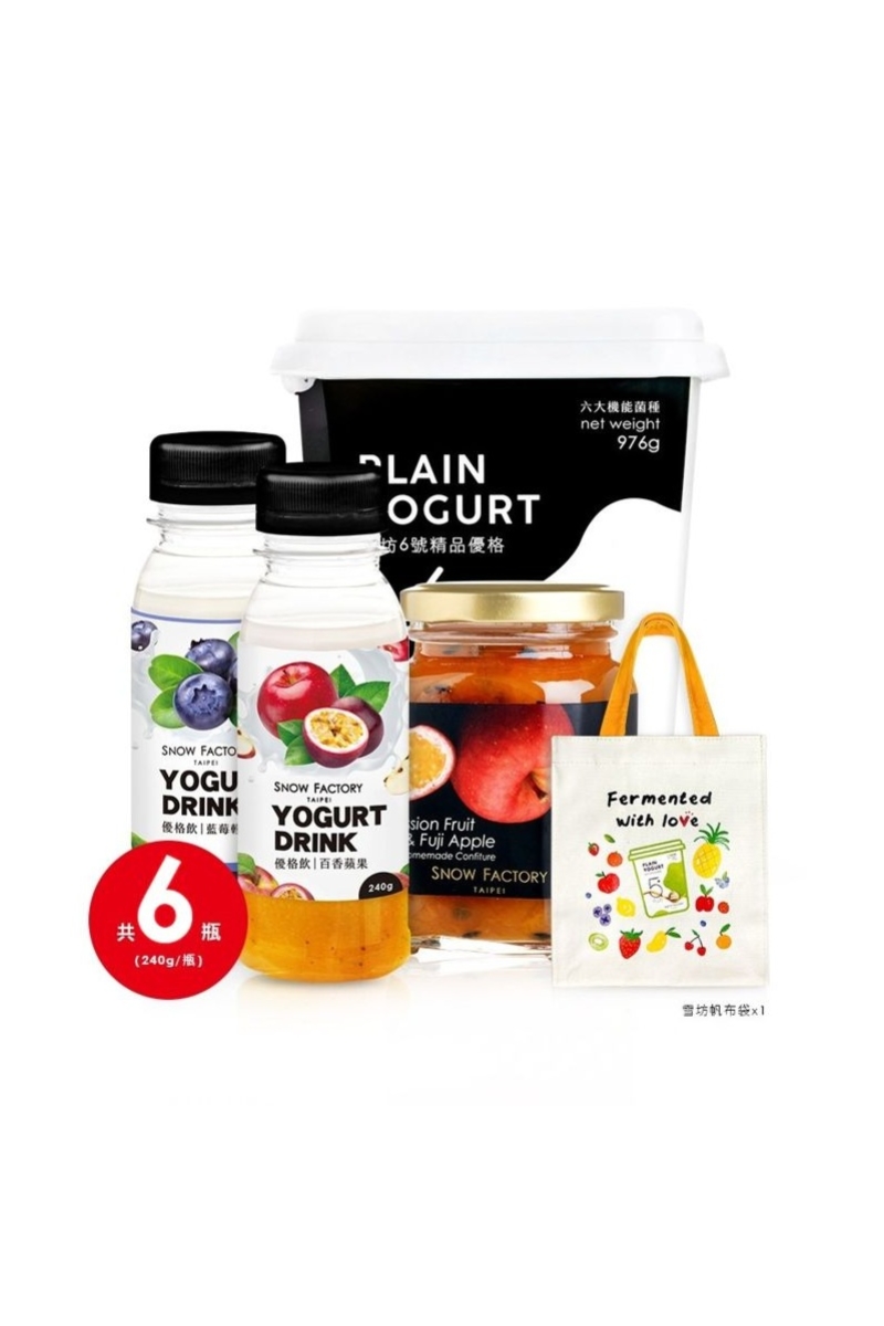 雪坊優格｜6號優格x1+果醬x1+優格飲x6+帆布袋x1 | STAR・MIXX
